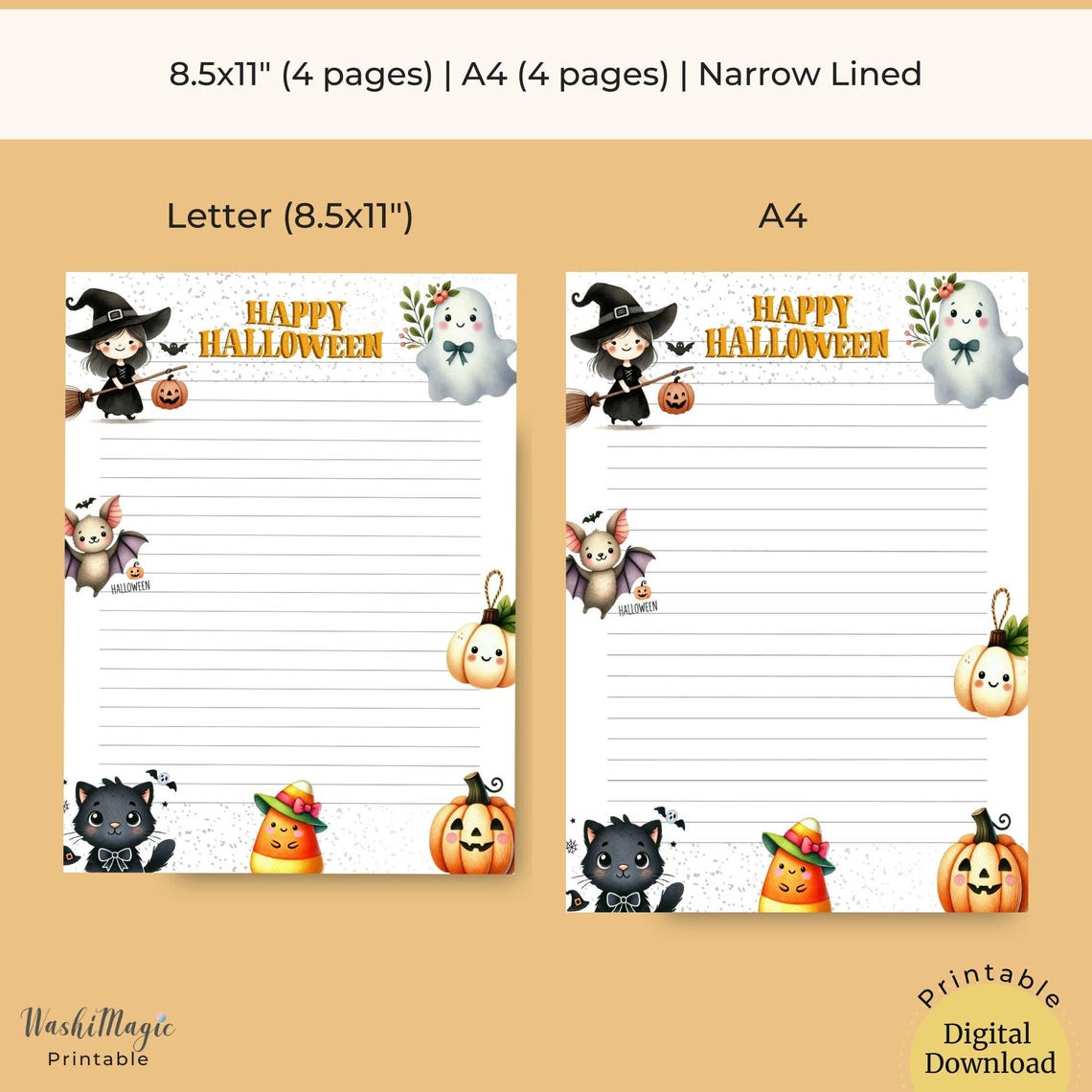 Cute Happy Halloween Stationery Paper Set Printable to Do List Journal ...