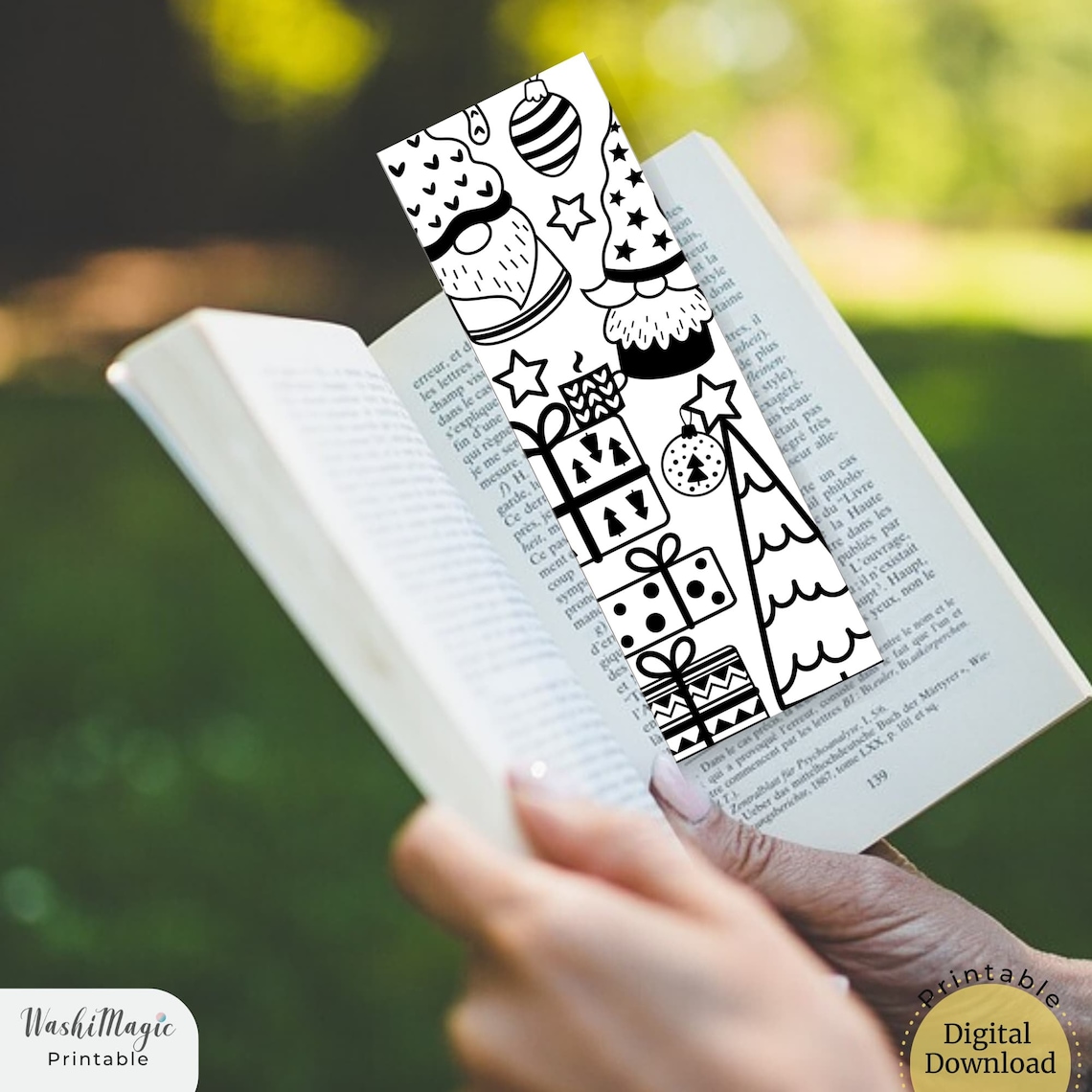 Christmas Gnome Coloring Bookmarks Set of 4, Kawaii Bookmarks Printable ...