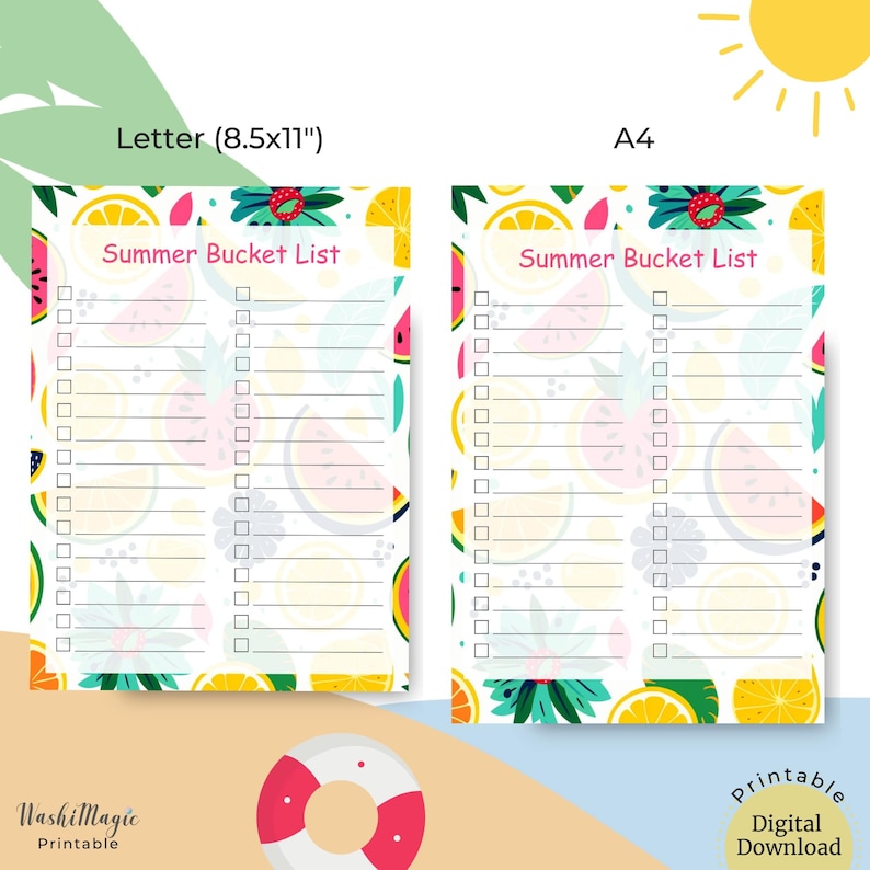 Summer Bucket List Printable, Family Fun Activities Summer to Do List ...