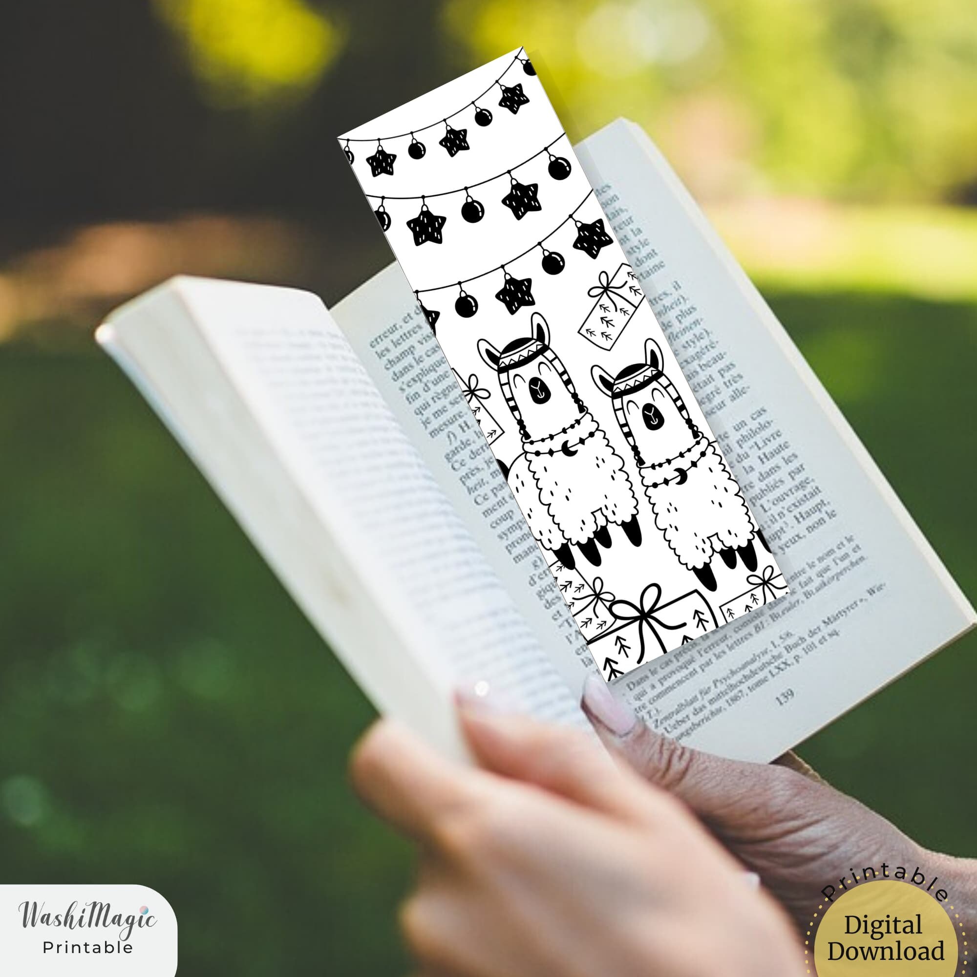 Christmas Llama Coloring Printable Bookmarks Set of 4 for Children ...