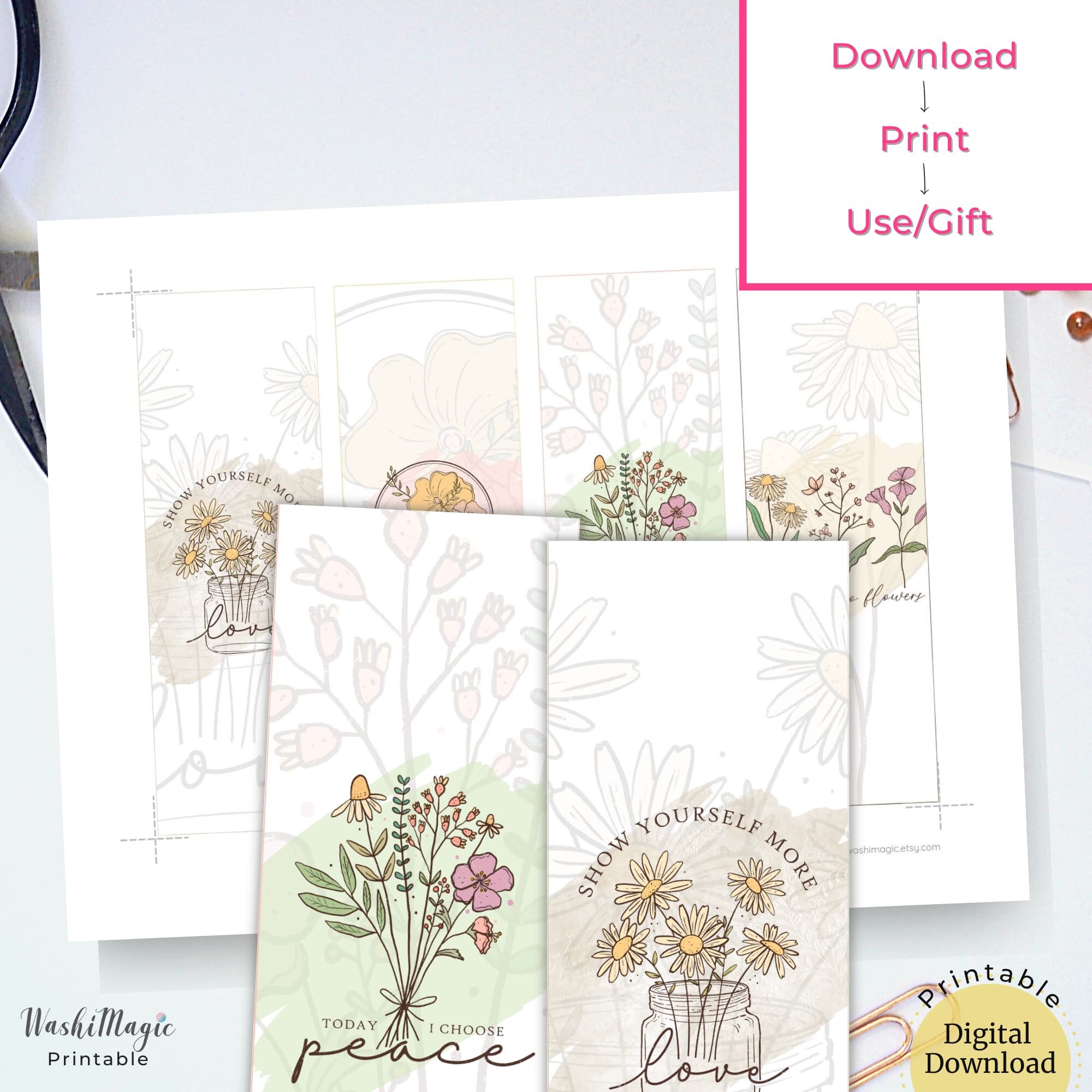 Vintage Flower Bookmarks Printable Set of 4 | Pastel Printables ...