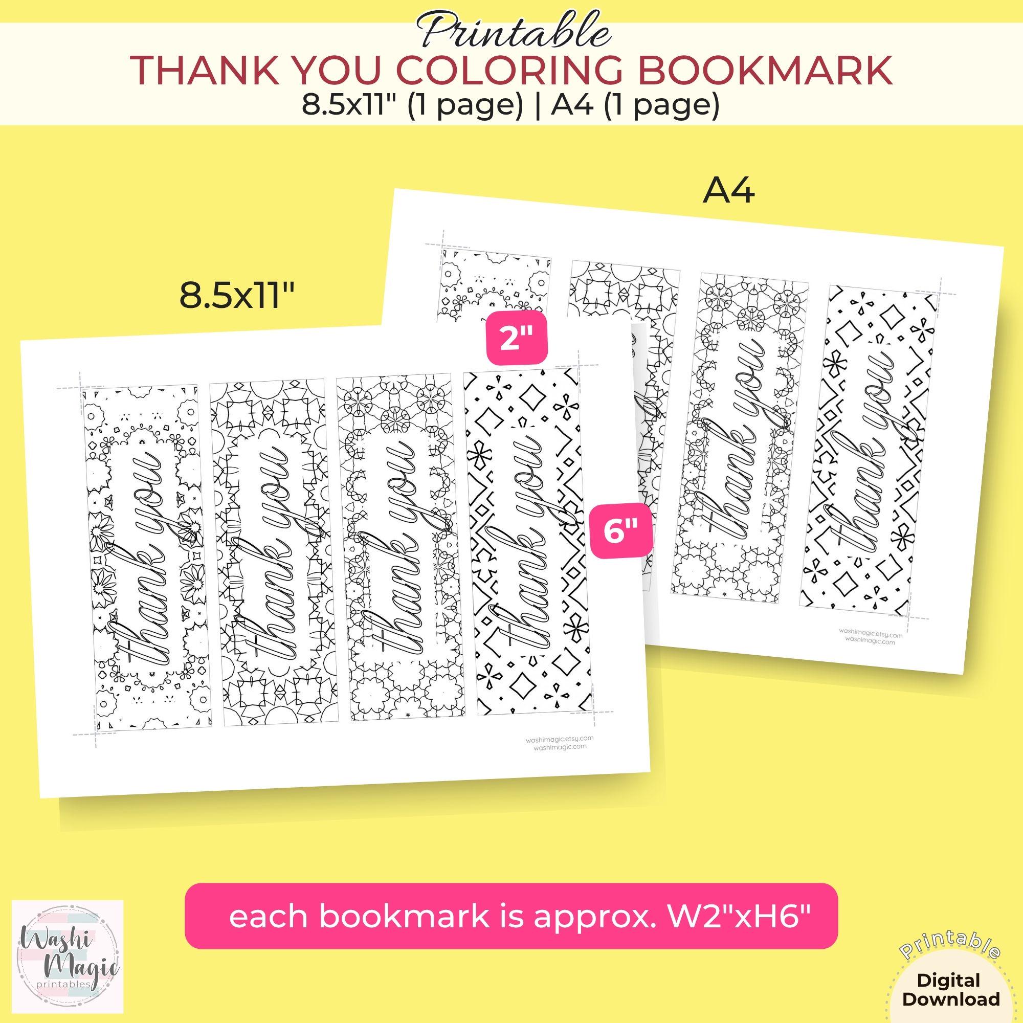 Thank You Coloring Bookmark Set Printable: Cozy Coloring Pages (PDF ...