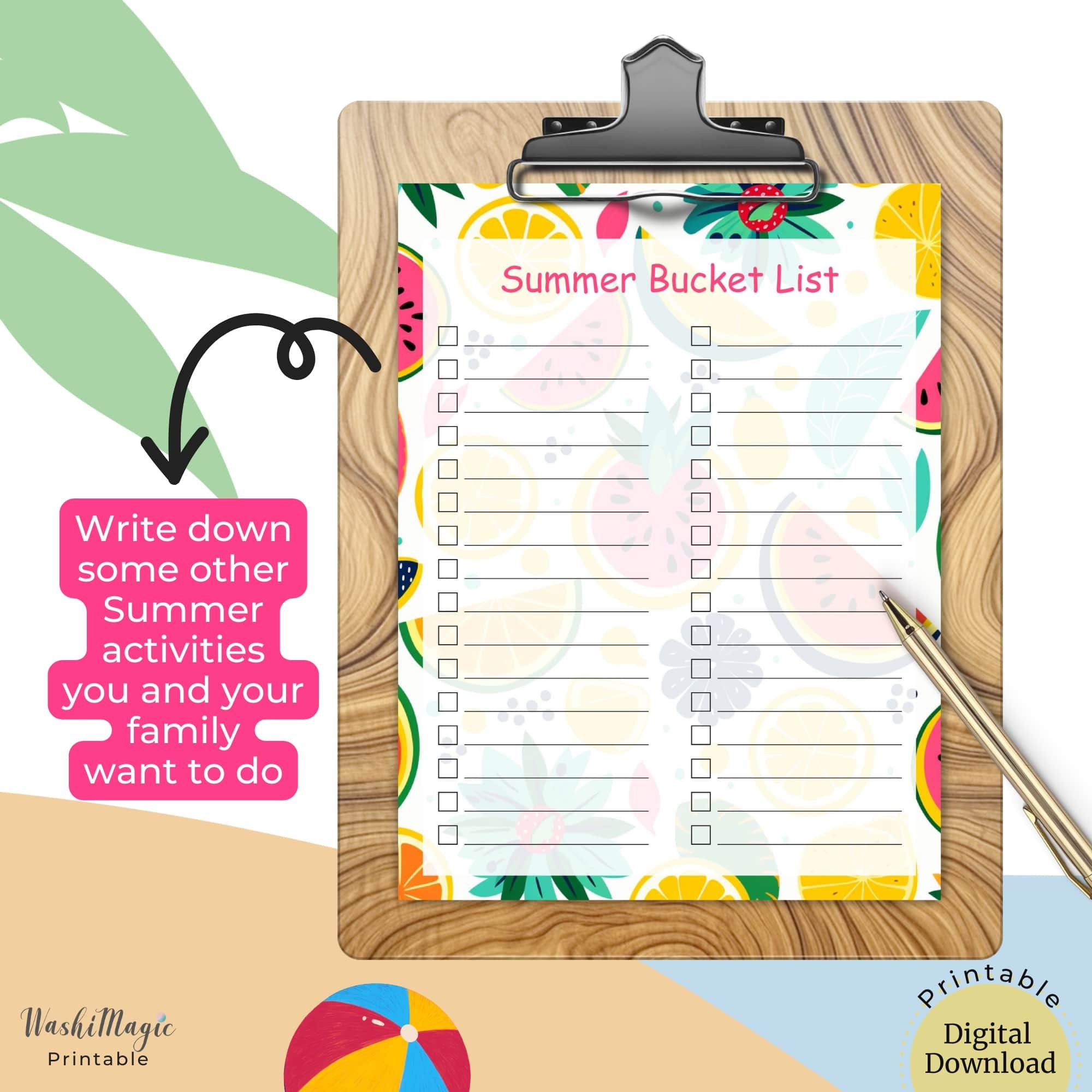 Summer Bucket List Printable, Family Fun Activities Summer to Do List ...