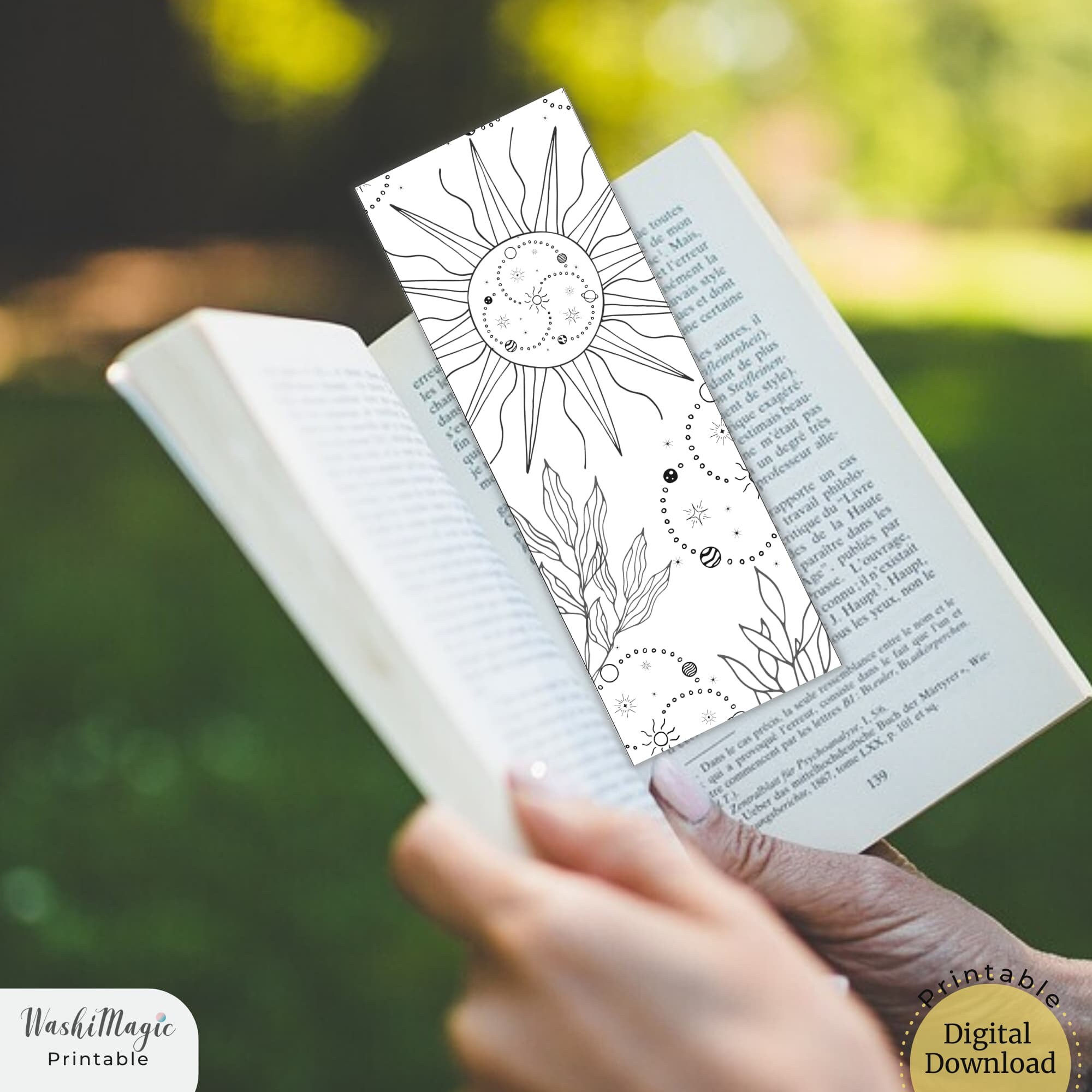 Celestial Sun Moon Coloring Bookmark Set: DIY Self-care Gift (digital ...