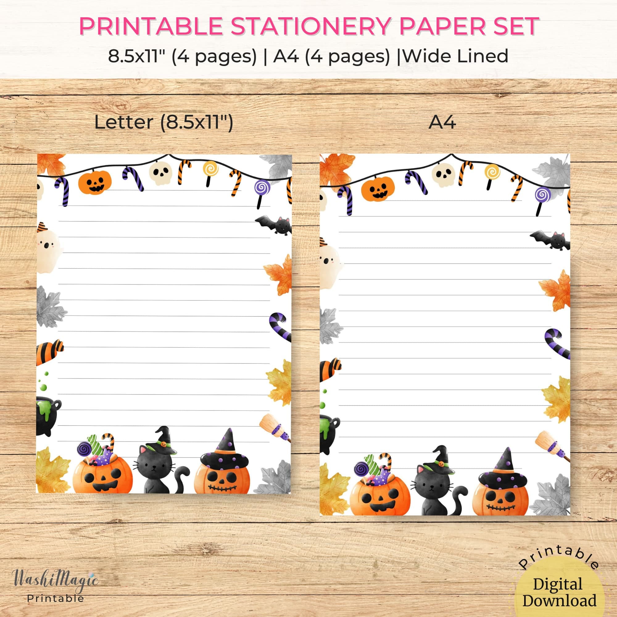 Printable Stationery Paper Halloween Lined Paper for Note-taking ...