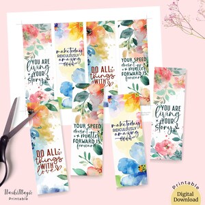Watercolor Flower Bookmark Set: Uplifting Quote Prints (PDF & JPEG) - Etsy