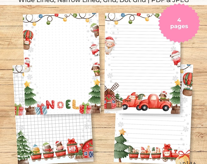 Printable Christmas Stationery Digital Download Instant Editable ...