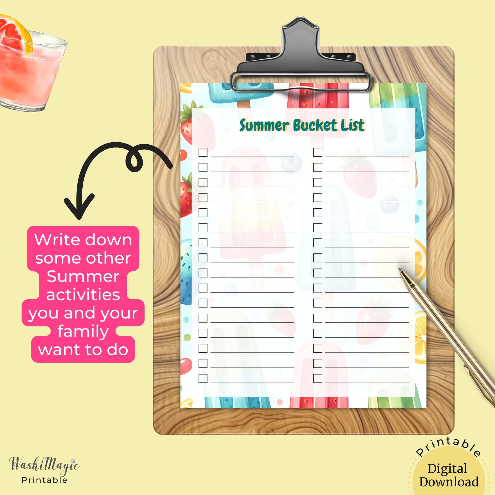 Ice Cream-themed Summer Bucket List Printable, Family Fun Activities ...