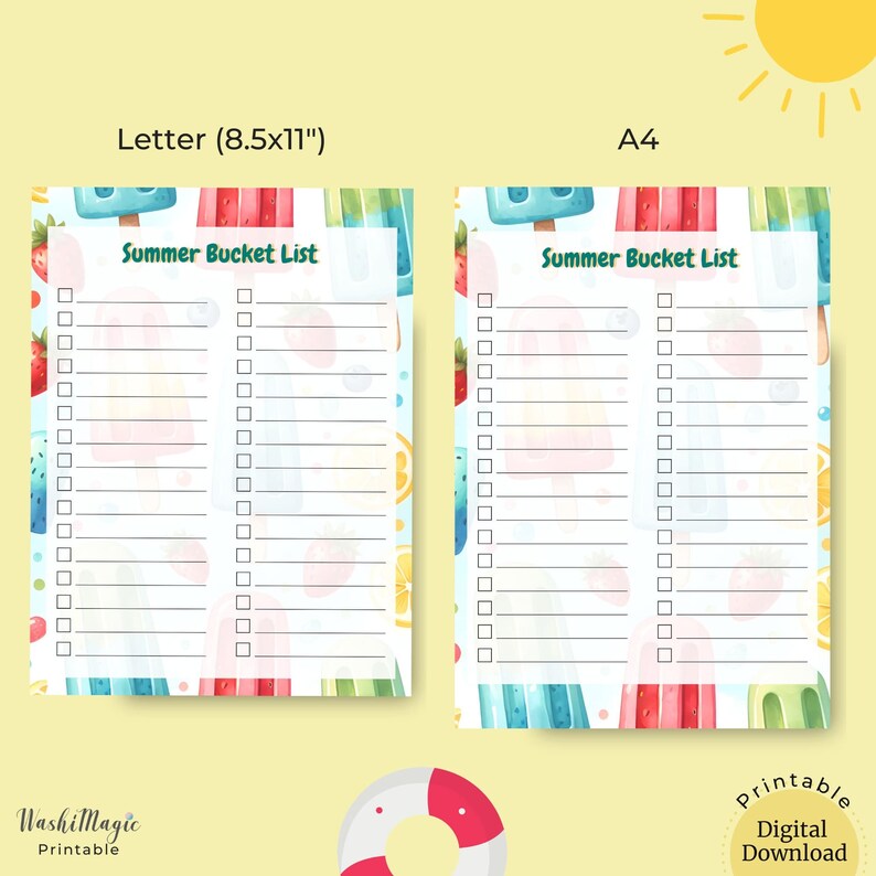 Ice Cream-themed Summer Bucket List Printable, Family Fun Activities ...