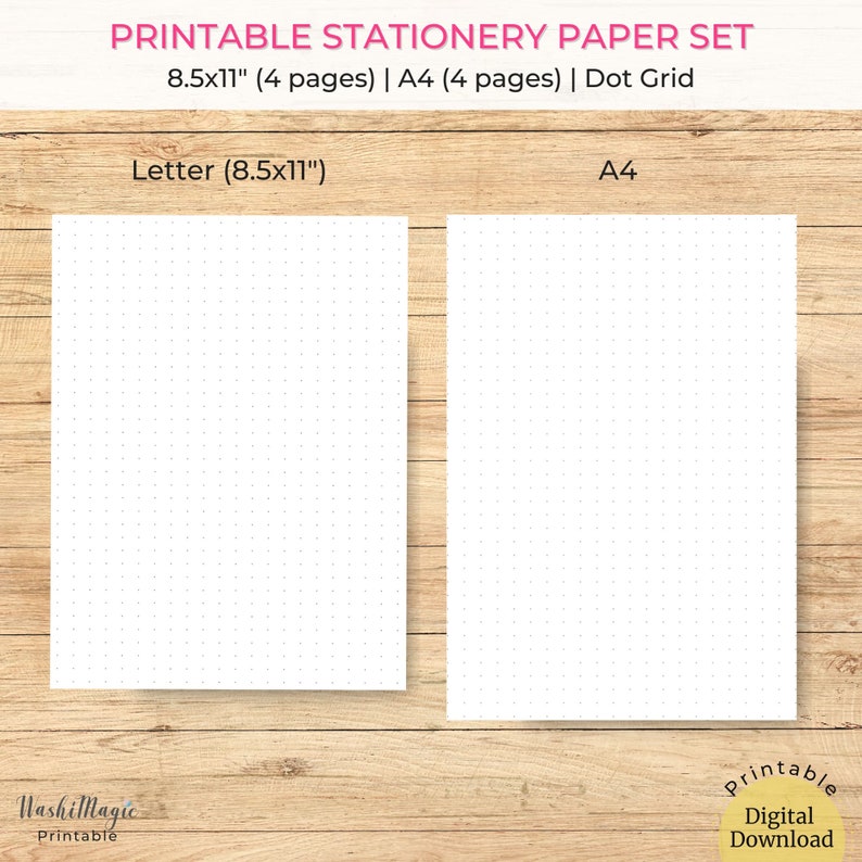 Set of 4 Printable Stationery Paper Plain Lined Template for - Etsy