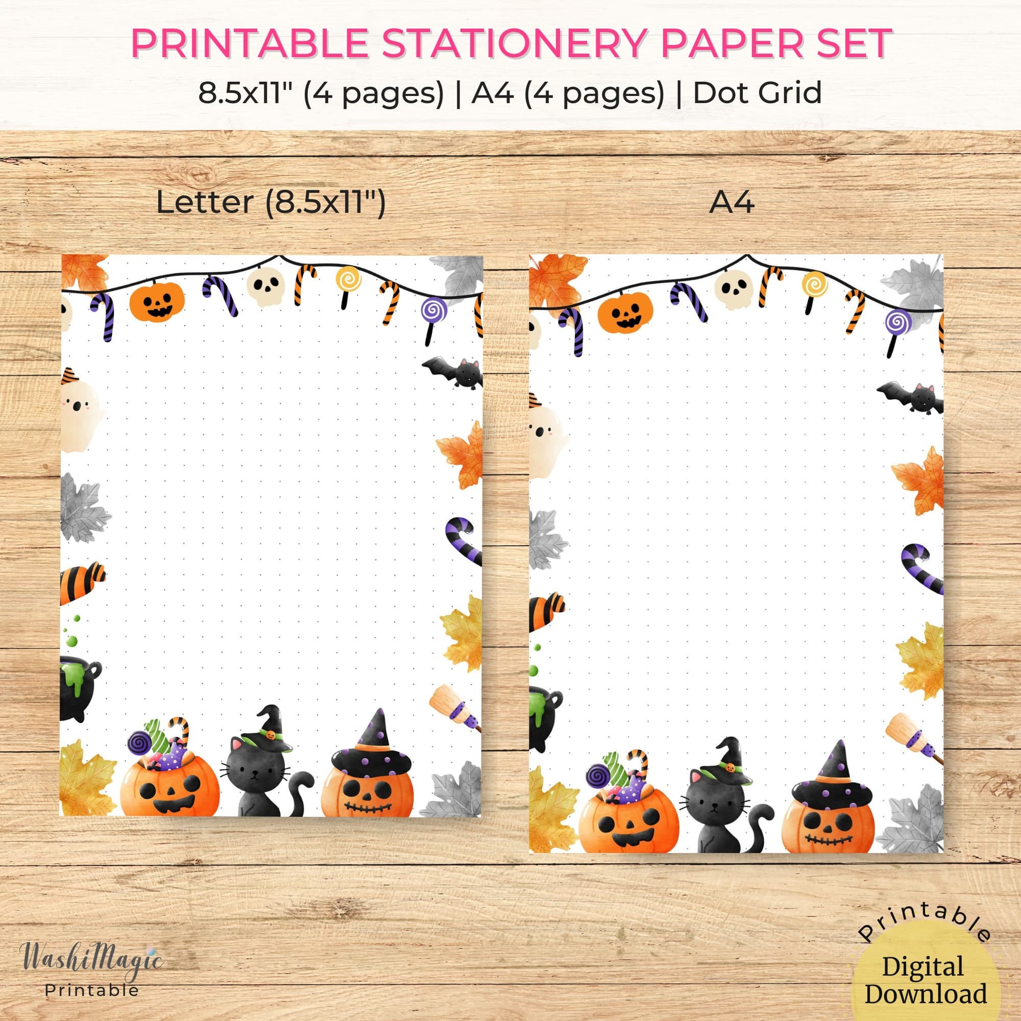 Printable Stationery Paper Halloween Lined Paper for Note-taking ...