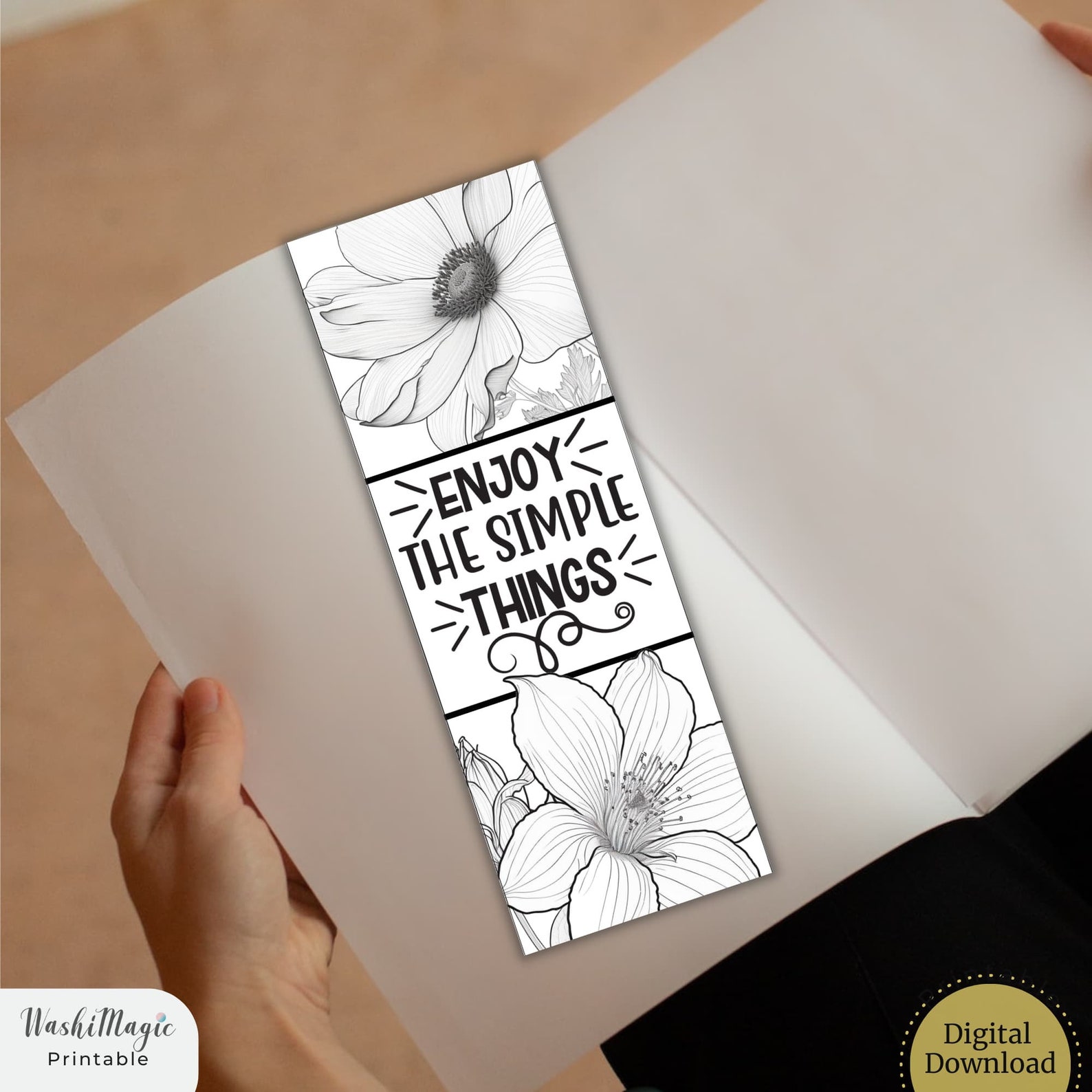 Flower Bookmark to Color Printable Set of 4, Flowers Coloring Bookmarks ...