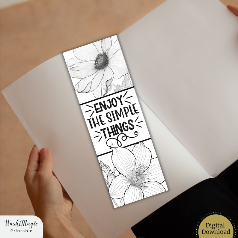 Flower Bookmark to Color Printable Set of 4, Flowers Coloring Bookmarks ...