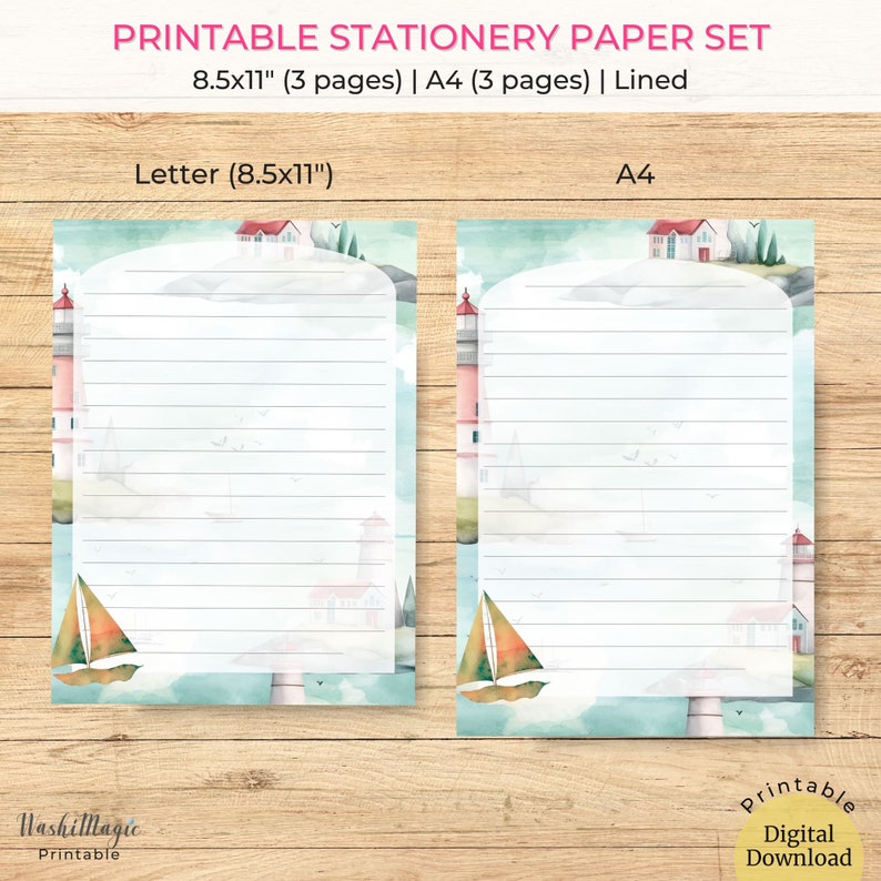 Seaside Watercolor Stationery Set: Coastal Paper Collection Writing ...