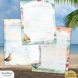 Seaside Watercolor Stationery Set: Coastal Paper Collection Writing ...