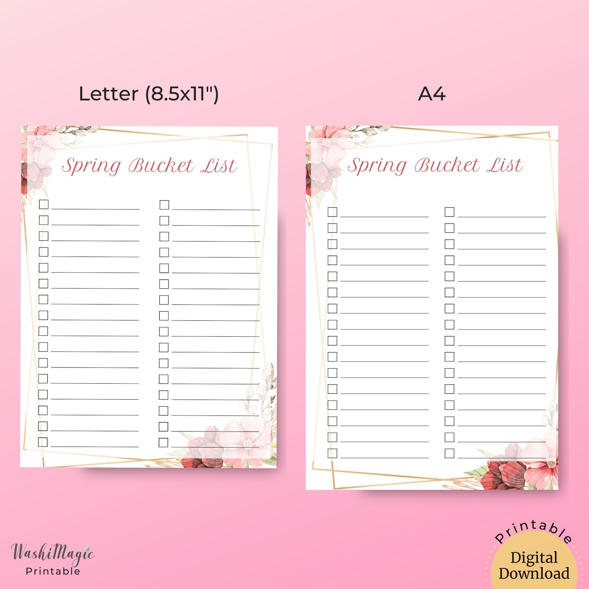 Spring Break Bucket List Template Printable, Spring Bucket List, Kids ...