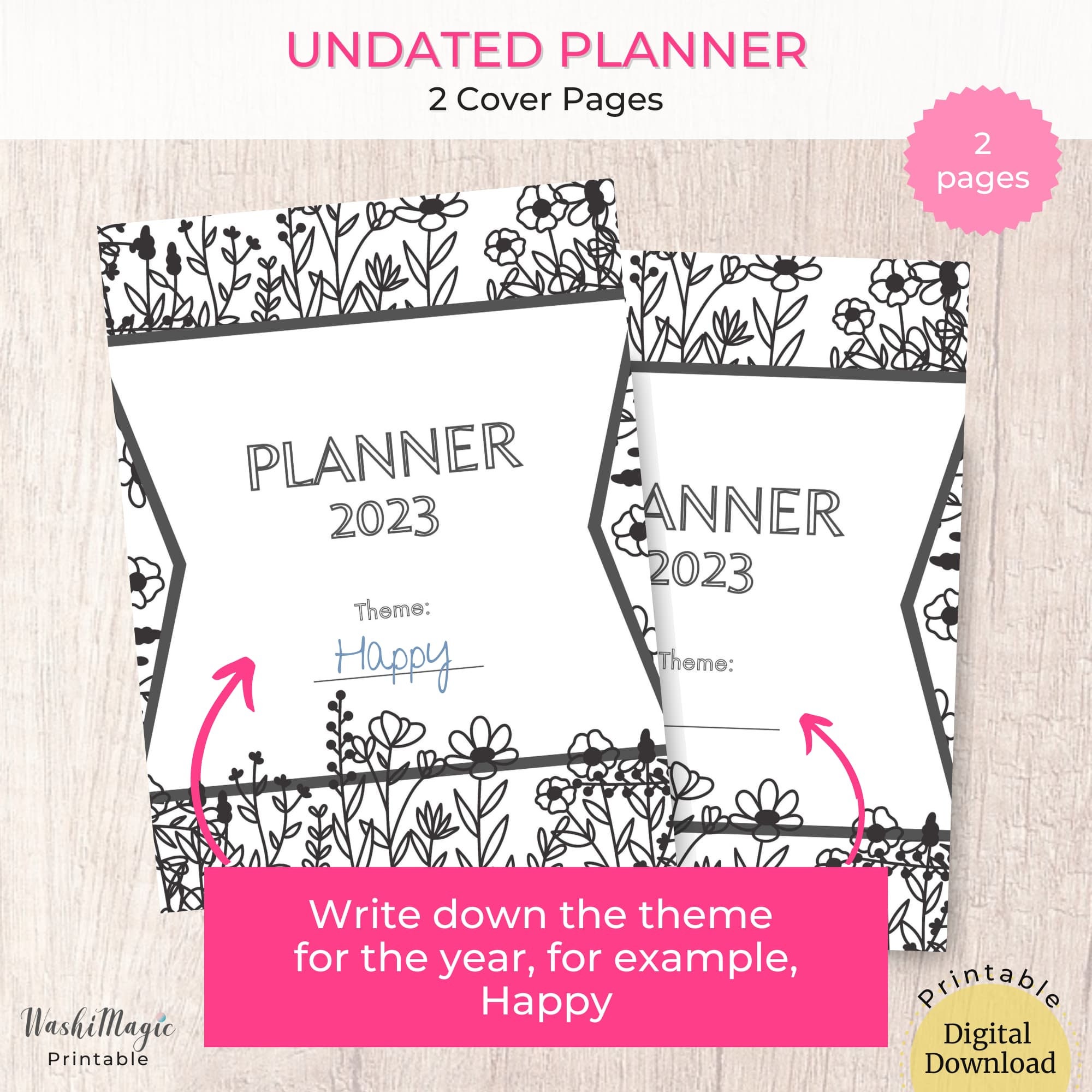 Productivity Planner Coloring Wildflowers, Printable Planner, Weekly ...