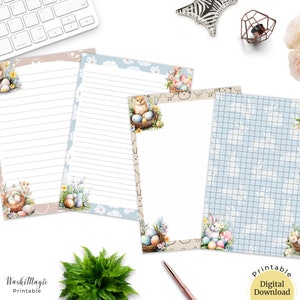 Easter Eggs Basket Paper Stationery Set of 4 Printable, Letter Writing ...