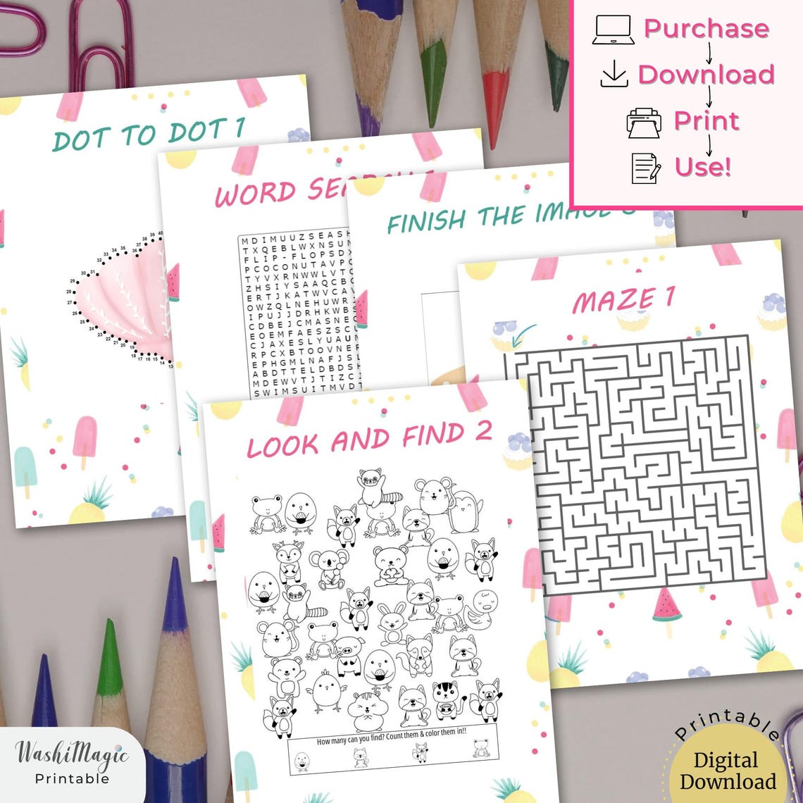 Printable Summer Activity Pack for Kids, Fun Summer Activities for ...