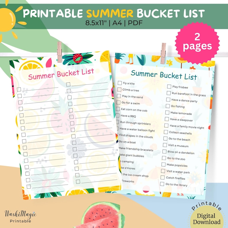 Summer Bucket List Printable, Family Fun Activities Summer to Do List ...