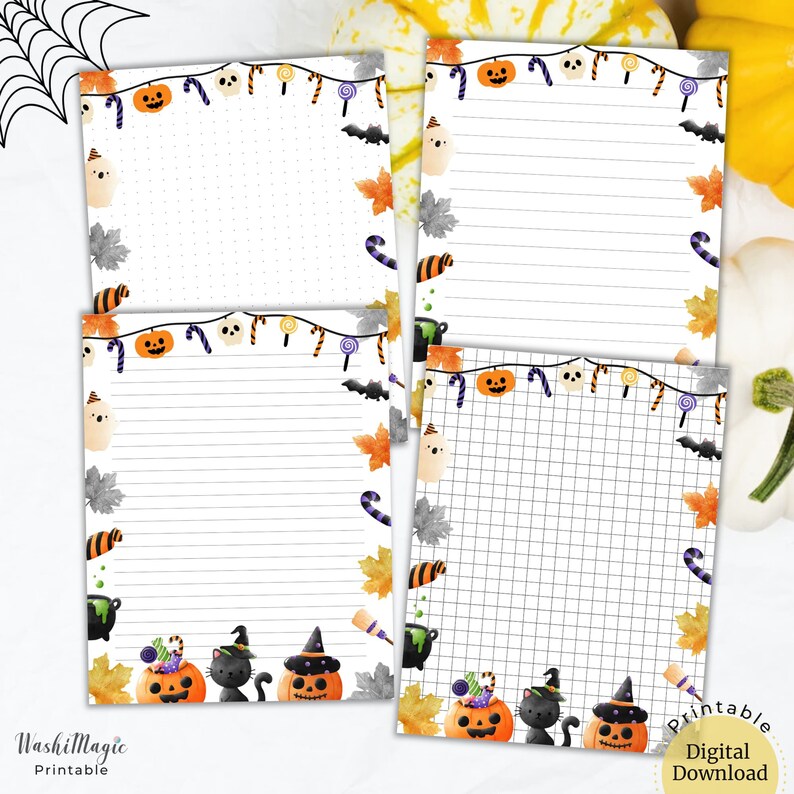 Printable Stationery Paper Halloween Lined Paper for Note-taking ...