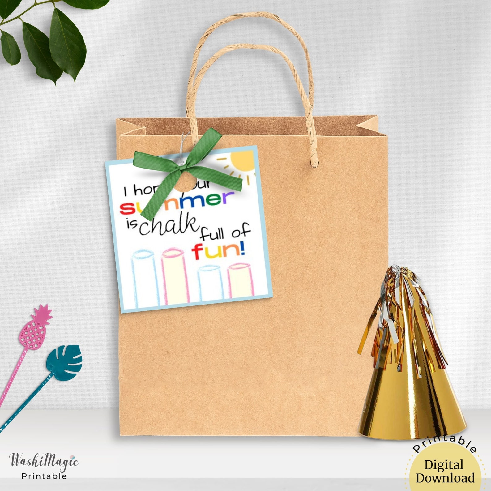 Printable Summer Gift Tags for Kids, Sunny Cute Gift Tag Set, Printable ...