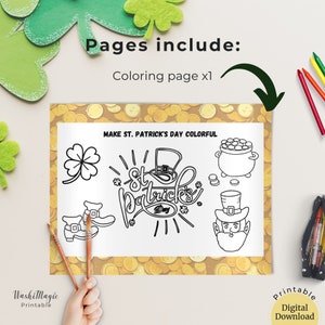 Gold Printable St. Patrick's Day Placemat Activities for Kids, St ...