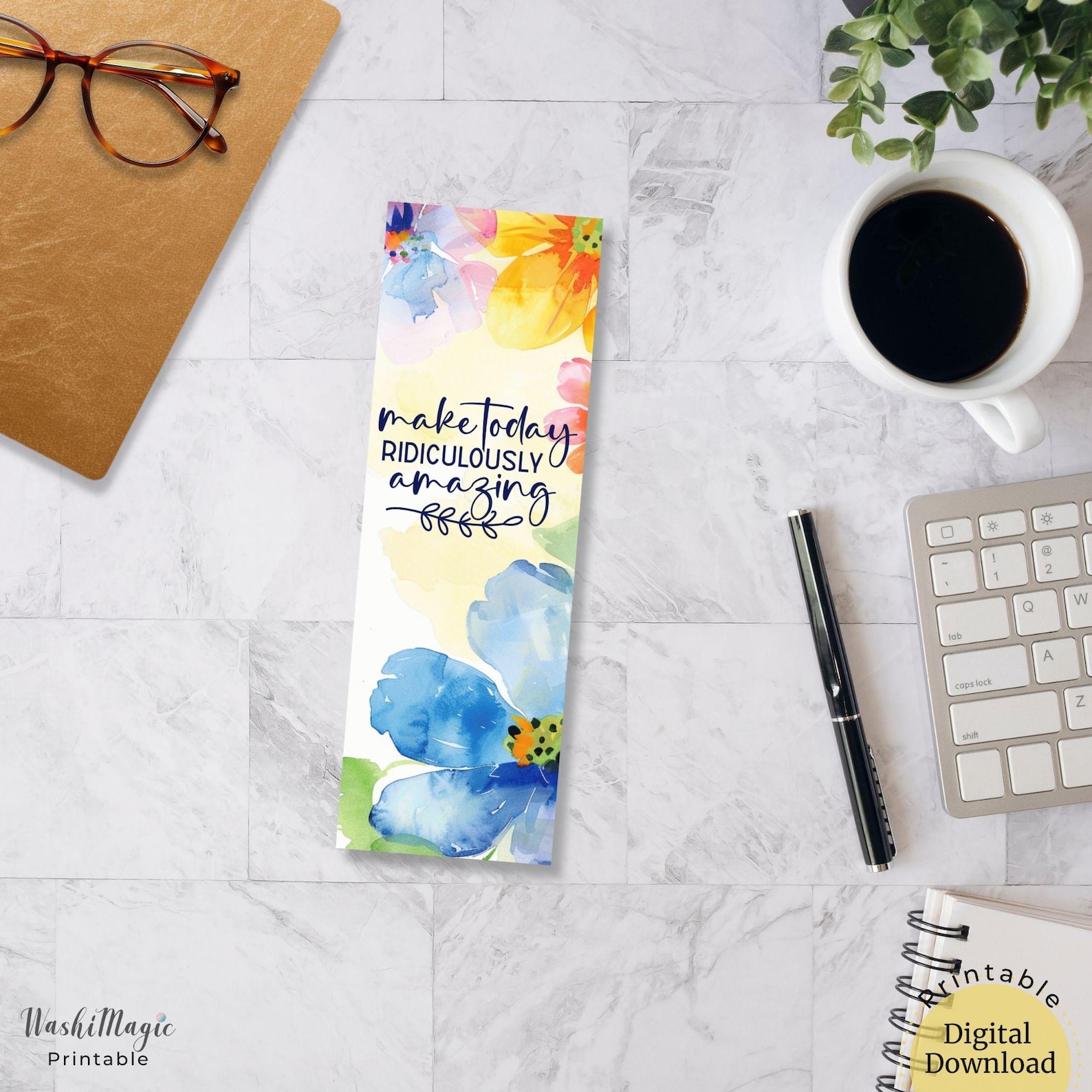 Watercolor Flower Bookmark Set: Uplifting Quote Prints (PDF & JPEG) - Etsy