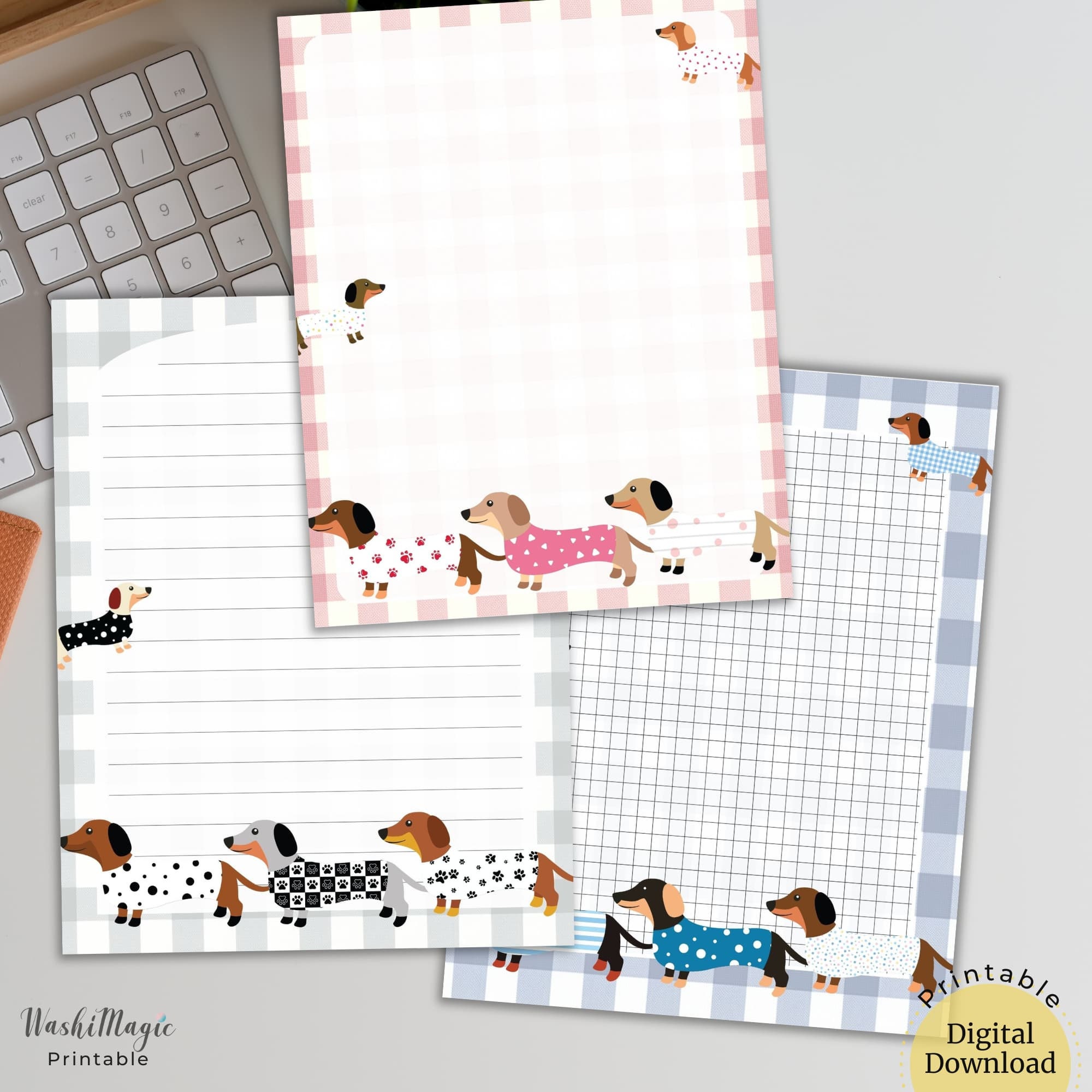 Dachshund Lovers' Notebook and Journal Paper Set, Printable Pages for ...