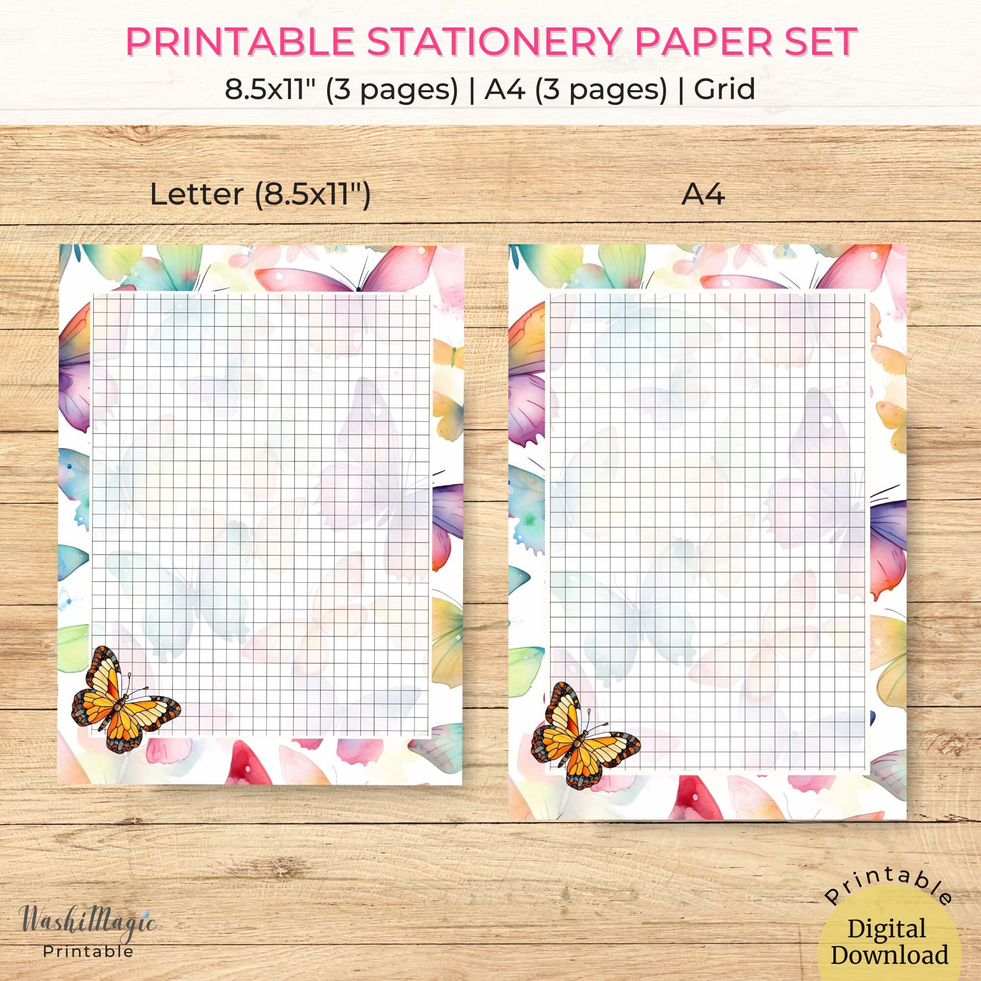 Butterfly-themed Printable Stationery Paper Pack Lined - Etsy