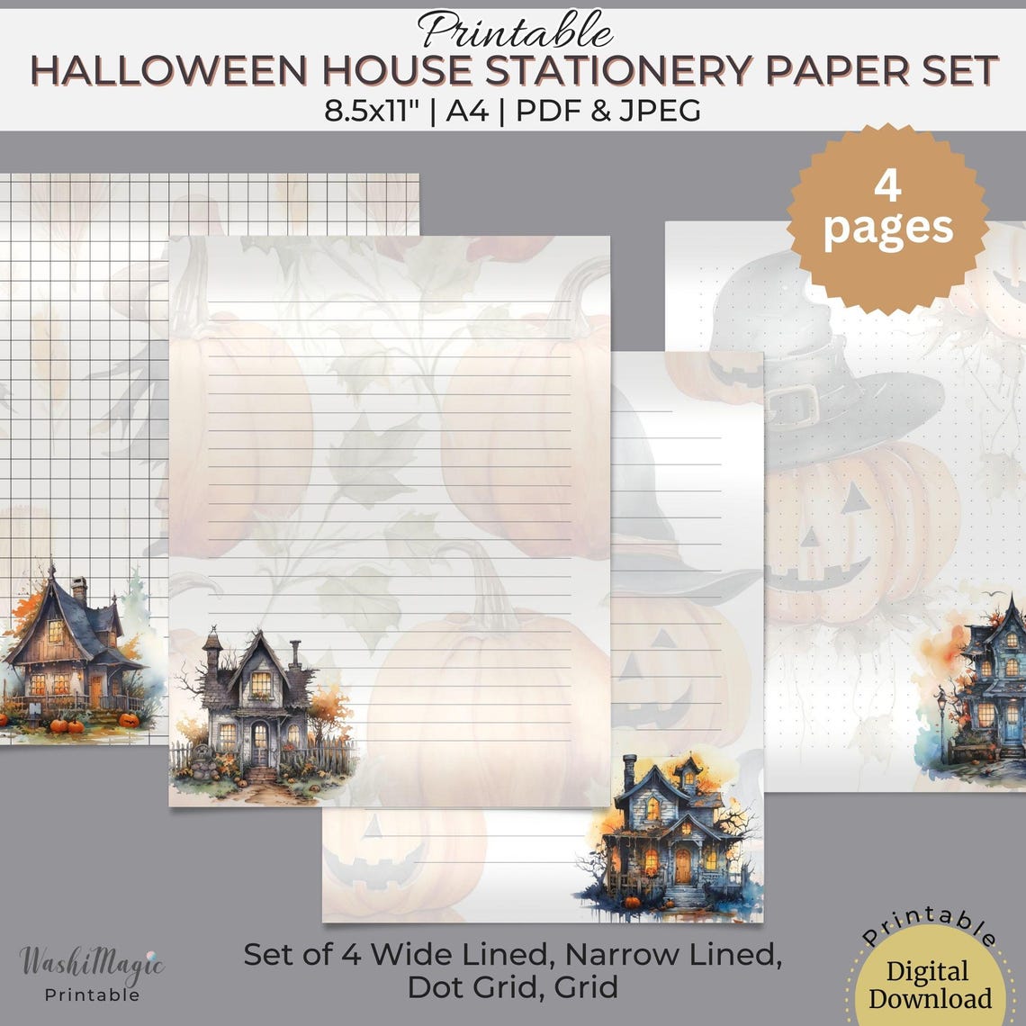 Spooky Haunted House Printable Stationery Set Halloween Fun, Halloween ...