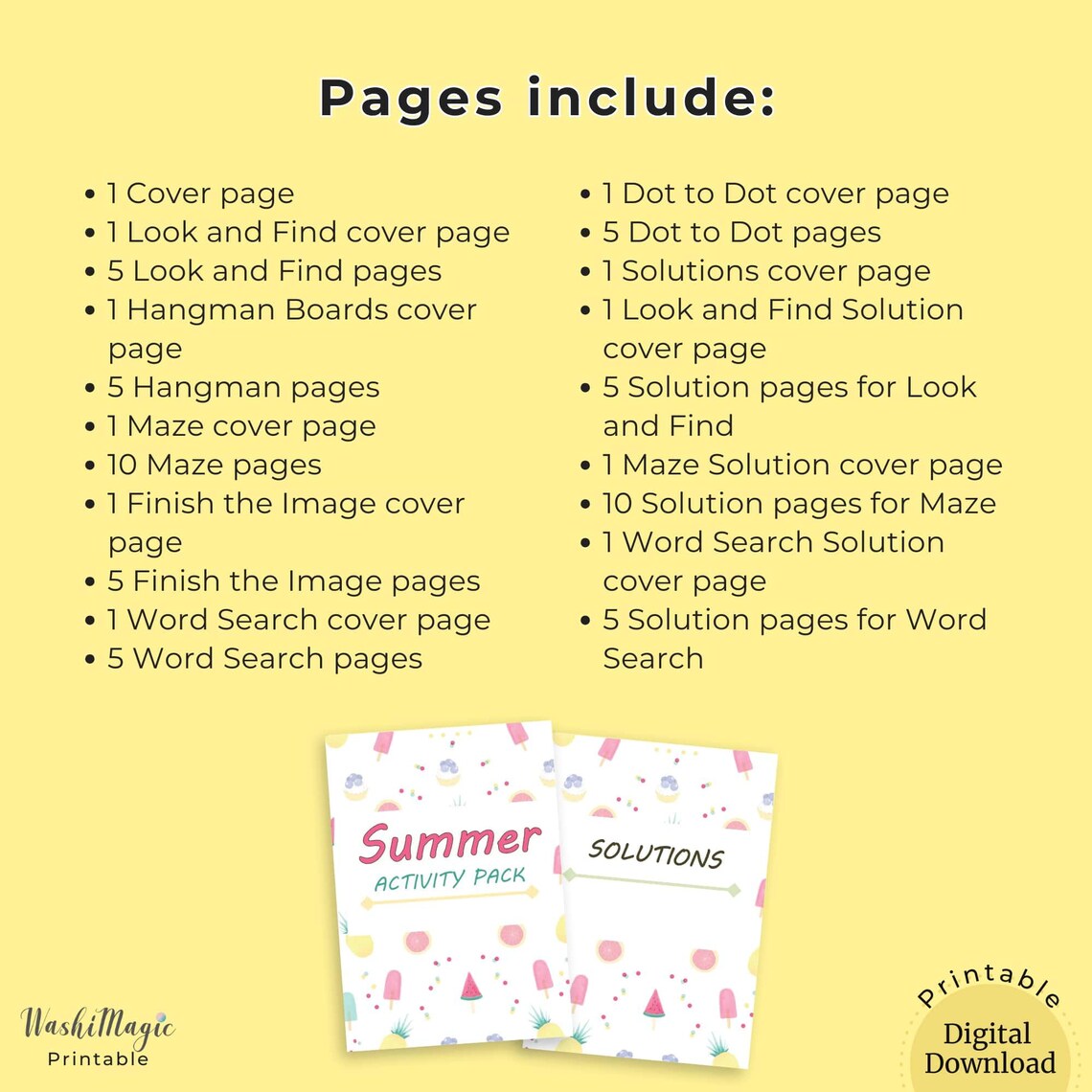 Printable Summer Activity Pack for Kids, Fun Summer Activities for ...