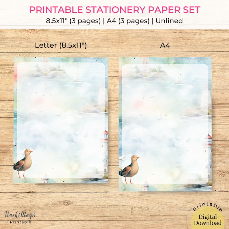 Seaside Watercolor Stationery Set: Coastal Paper Collection Writing ...