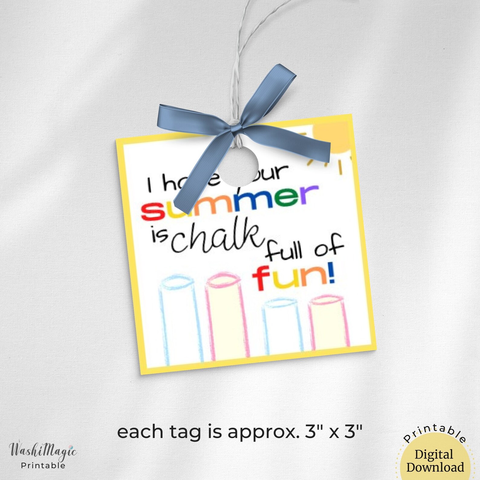 Printable Summer Gift Tags for Kids, Sunny Cute Gift Tag Set, Printable ...