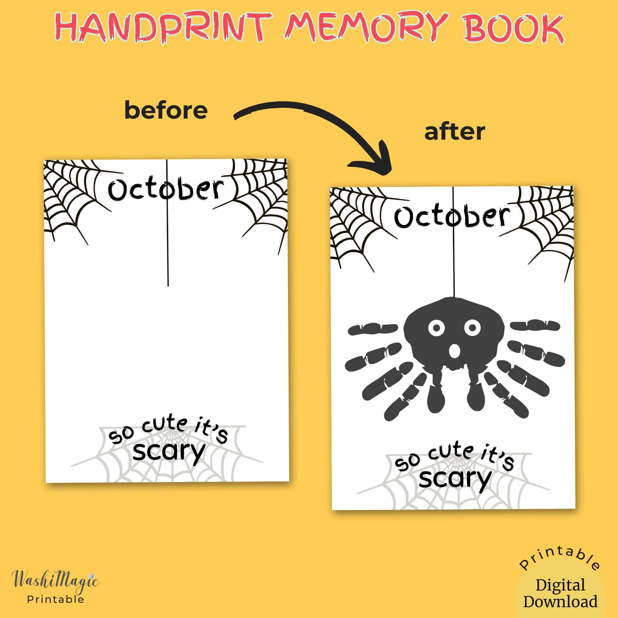 Printable Handprint Memory Book: 12 Months Kids Art, Preschool Keepsake ...