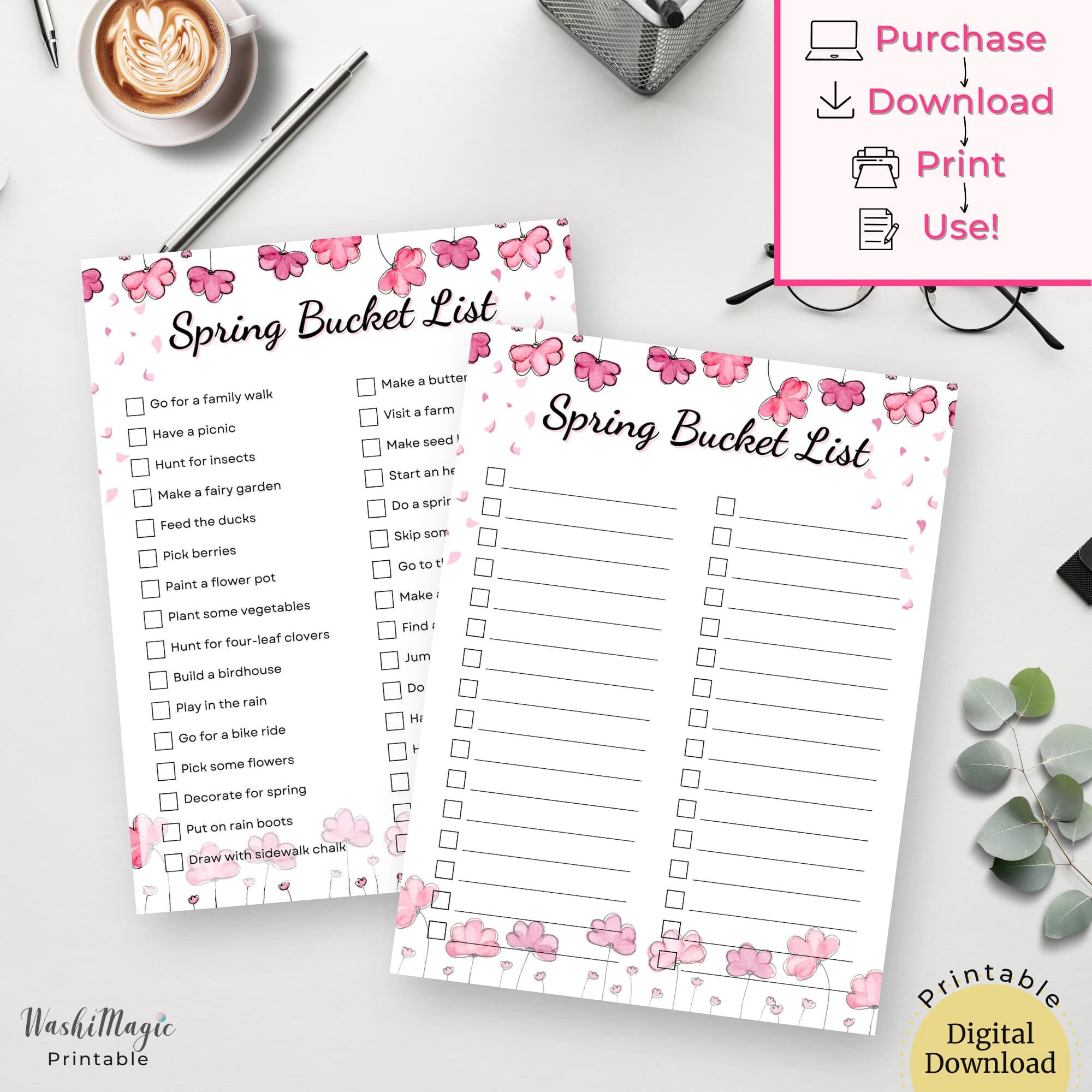 Printable Spring Bucket List, Fun Ideas for the Spring Season, Spring ...