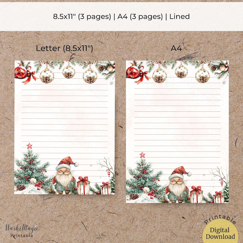 Vintage Christmas Stationery Set, Holiday Printable Paper (PDF) - Etsy