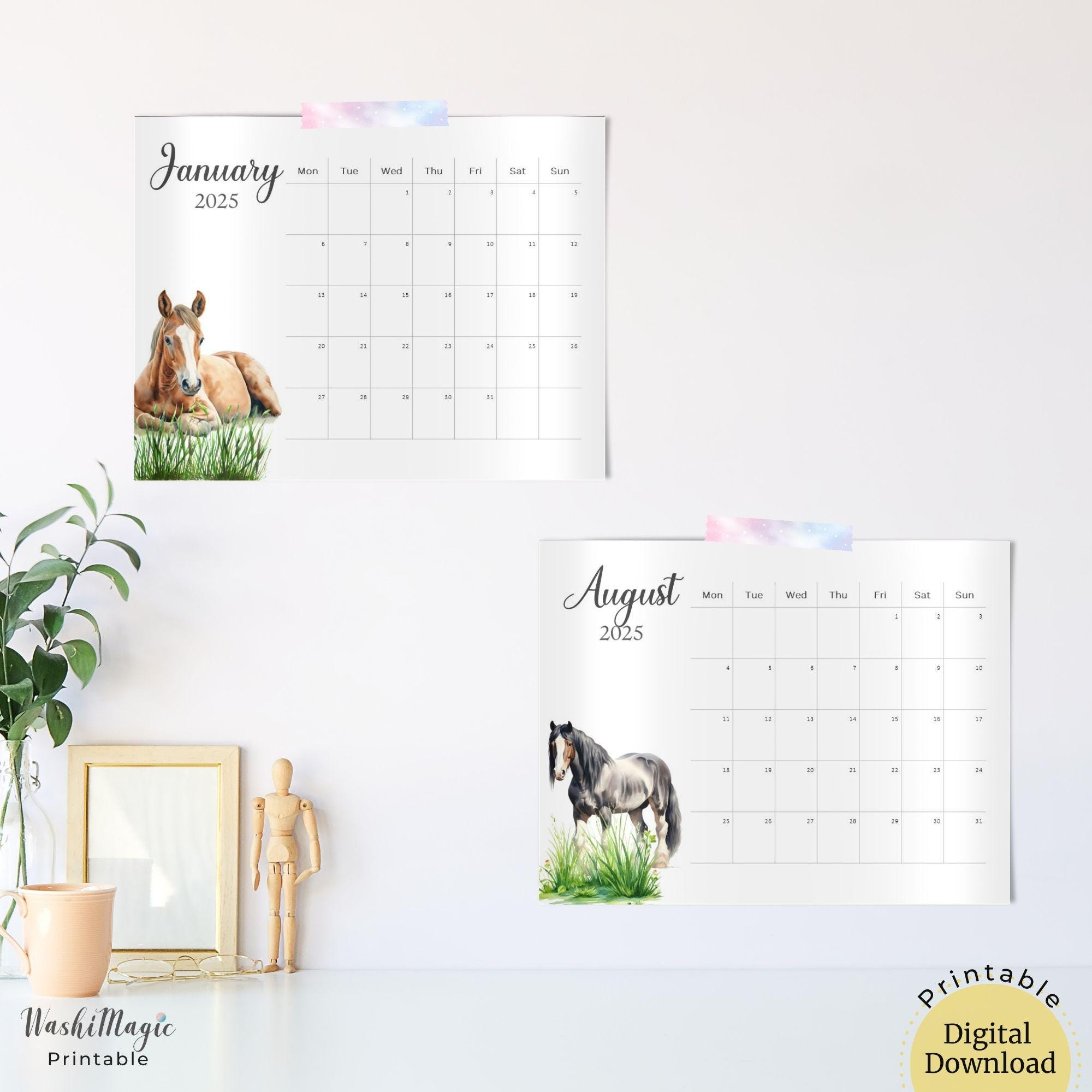 Watercolor Calendar 2025 Dated Monthly Printable, Family Calendar ...
