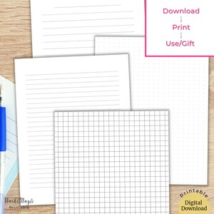 Set of 4 Printable Stationery Paper Plain Lined Template for - Etsy