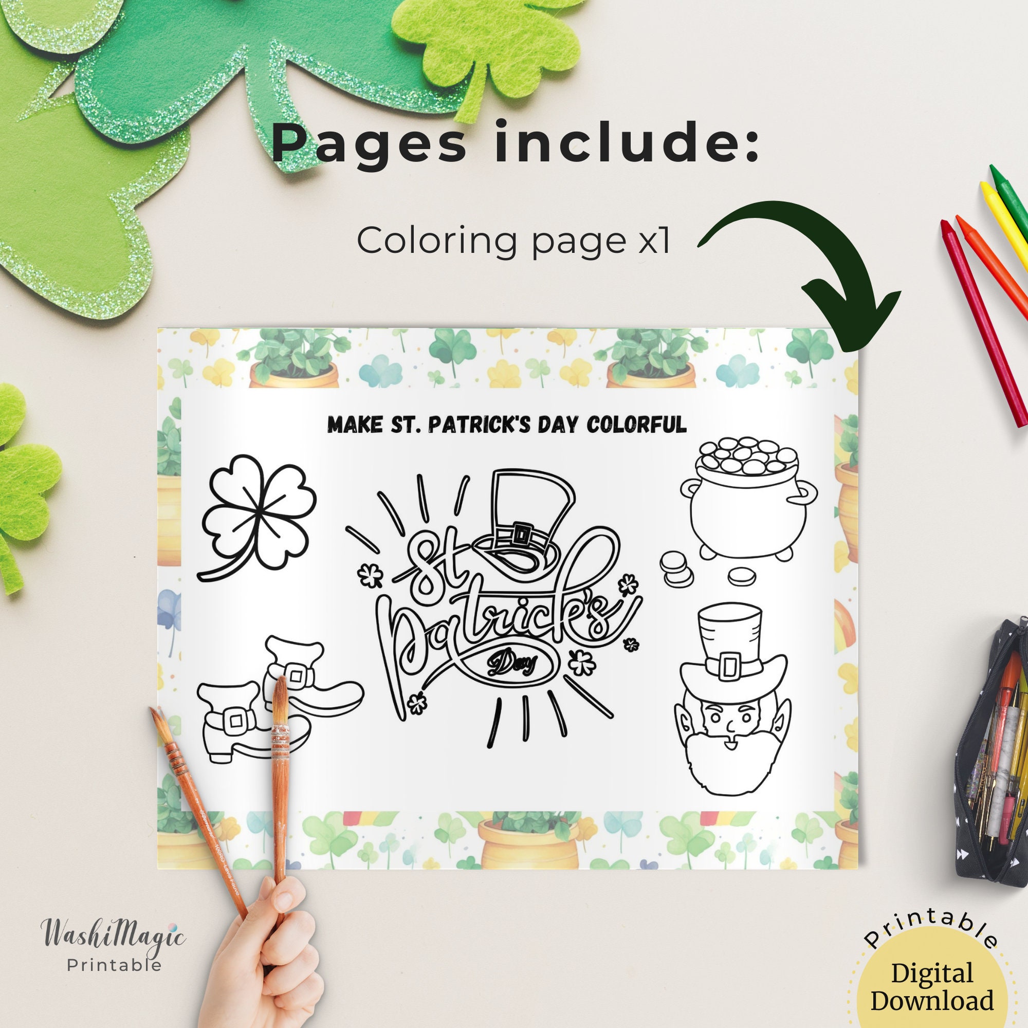 Rainbow-themed Printable St. Patrick's Day Placemat Activities Coloring ...
