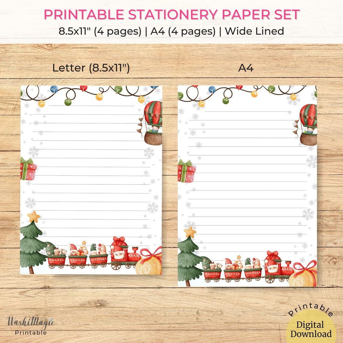 Christmas Celebration Notebook Paper, Printable Christmas Stationary ...