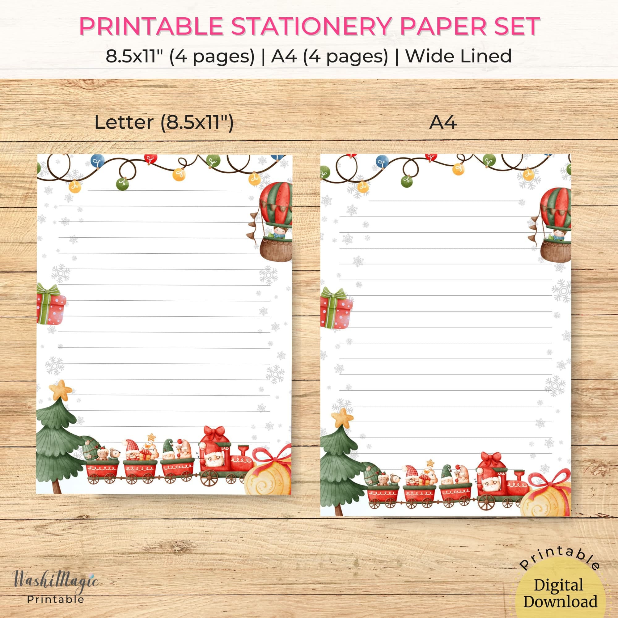 Christmas Celebration Notebook Paper, Printable Christmas Stationary ...