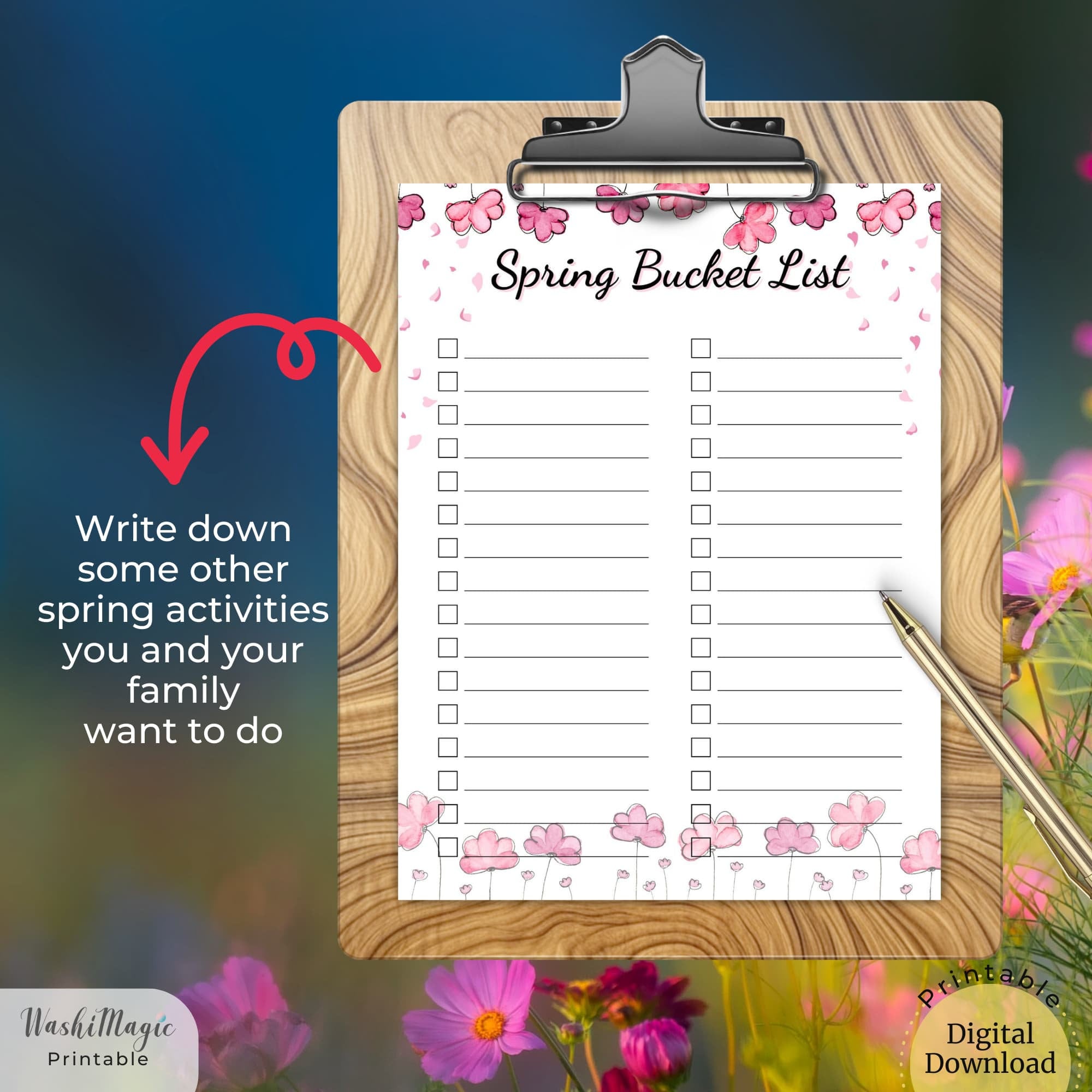 Printable Spring Bucket List, Fun Ideas for the Spring Season, Spring ...