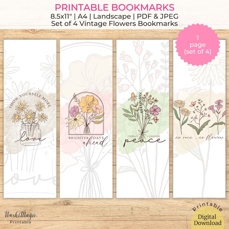 Printable Bookmarks - Etsy