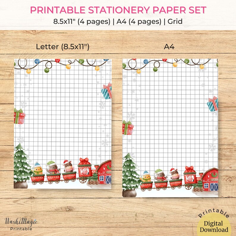 Christmas Celebration Notebook Paper, Printable Christmas Stationary ...