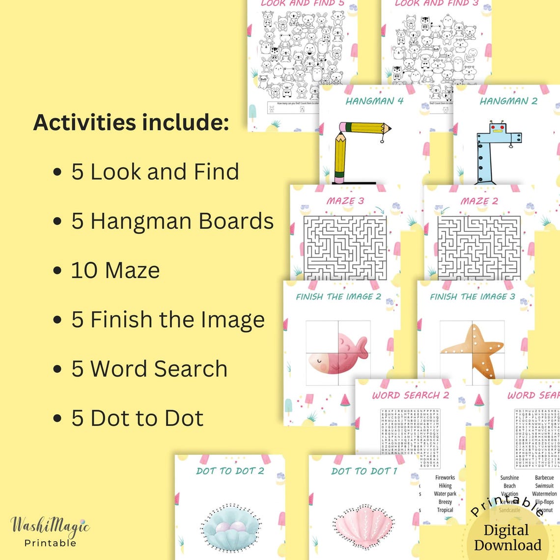 Printable Summer Activity Pack for Kids, Fun Summer Activities for ...