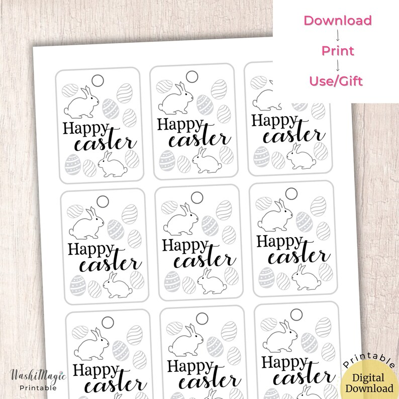 Printable Easter Gift Tags Coloring Bunny & Eggs, Coloring Gift Tags ...