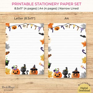 Printable Stationery Paper Halloween Lined Paper for Note-taking ...