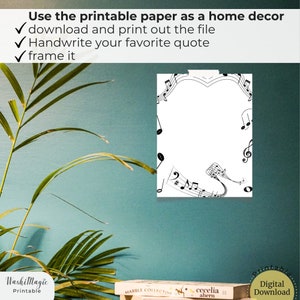 Music Notes Stationery Journal Pages Printable, To-do List Printable ...