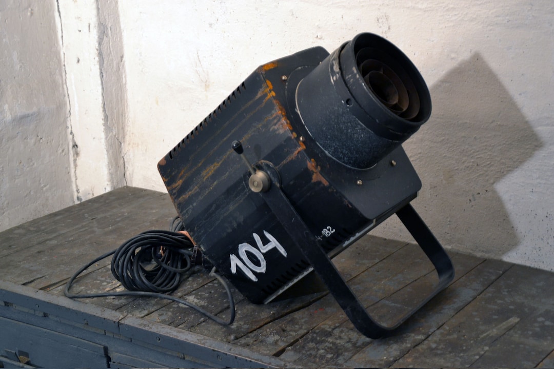 Big Old Theater Spotlight, Vintage Original Stage Spot Reflector, Metal ...